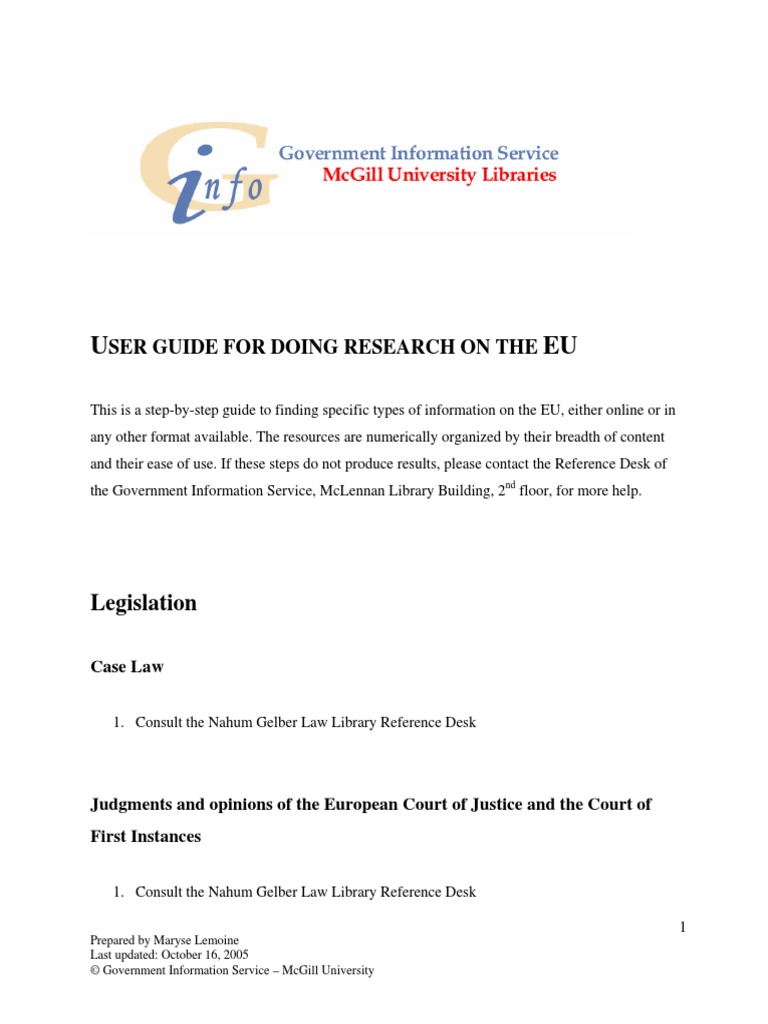 Guide For Doing Research On The Eu-En | PDF | European Union | Library ...