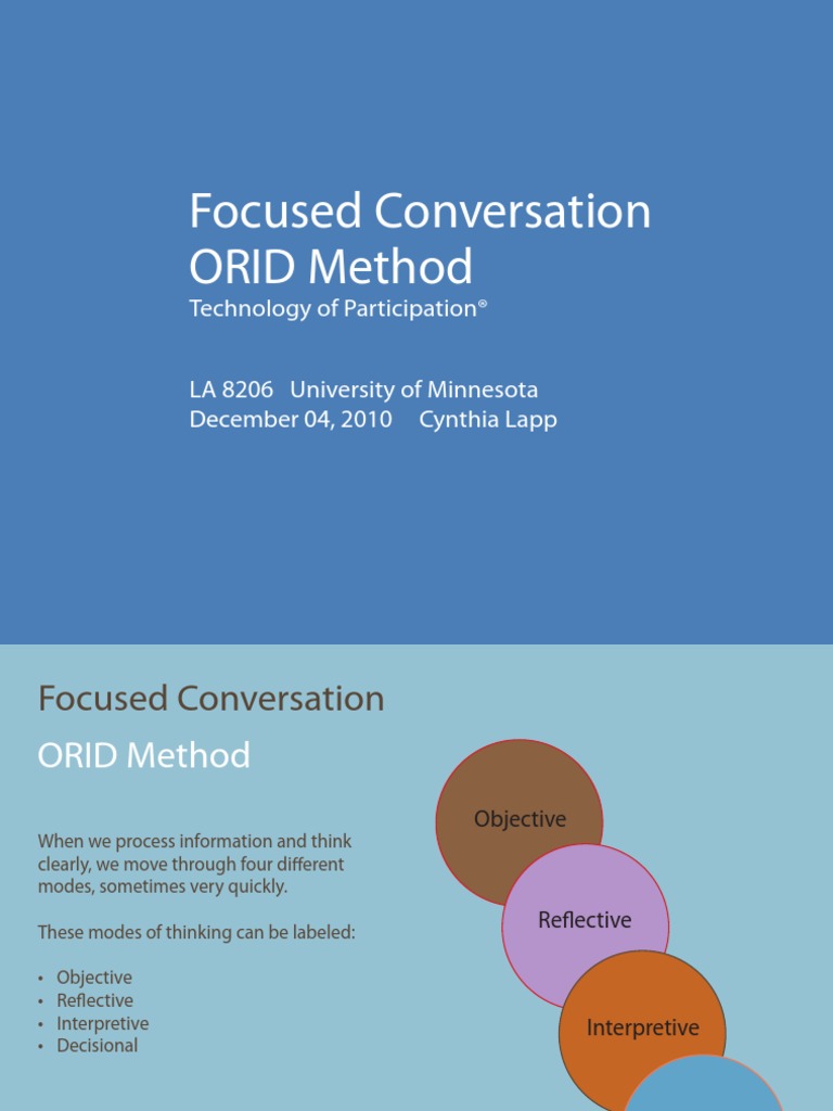 ORID Method | PDF | Thought | Perception