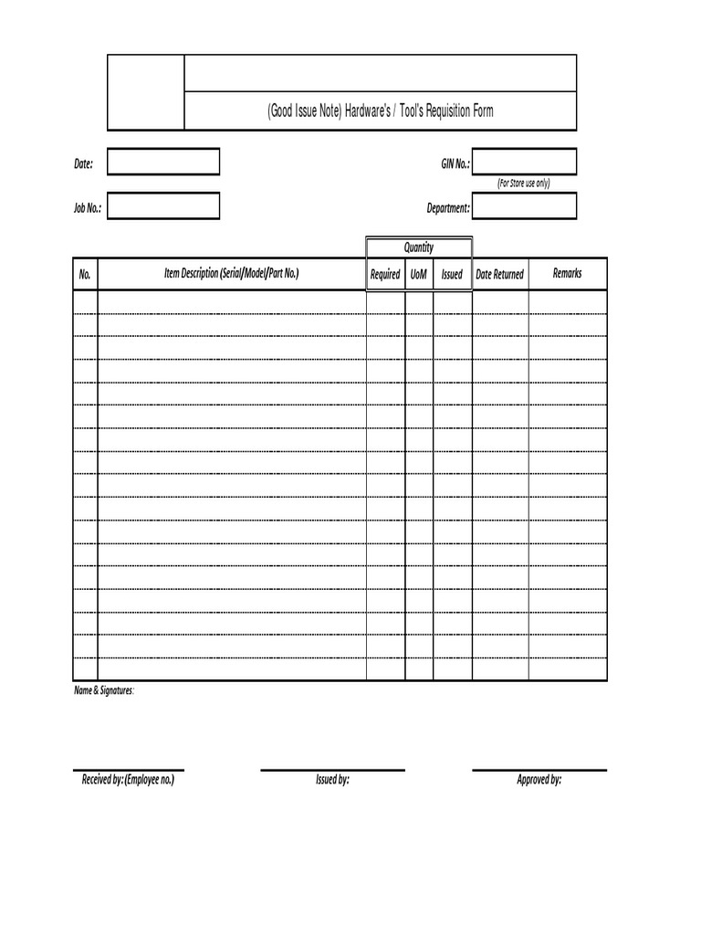 Good Issue Note - Format | PDF