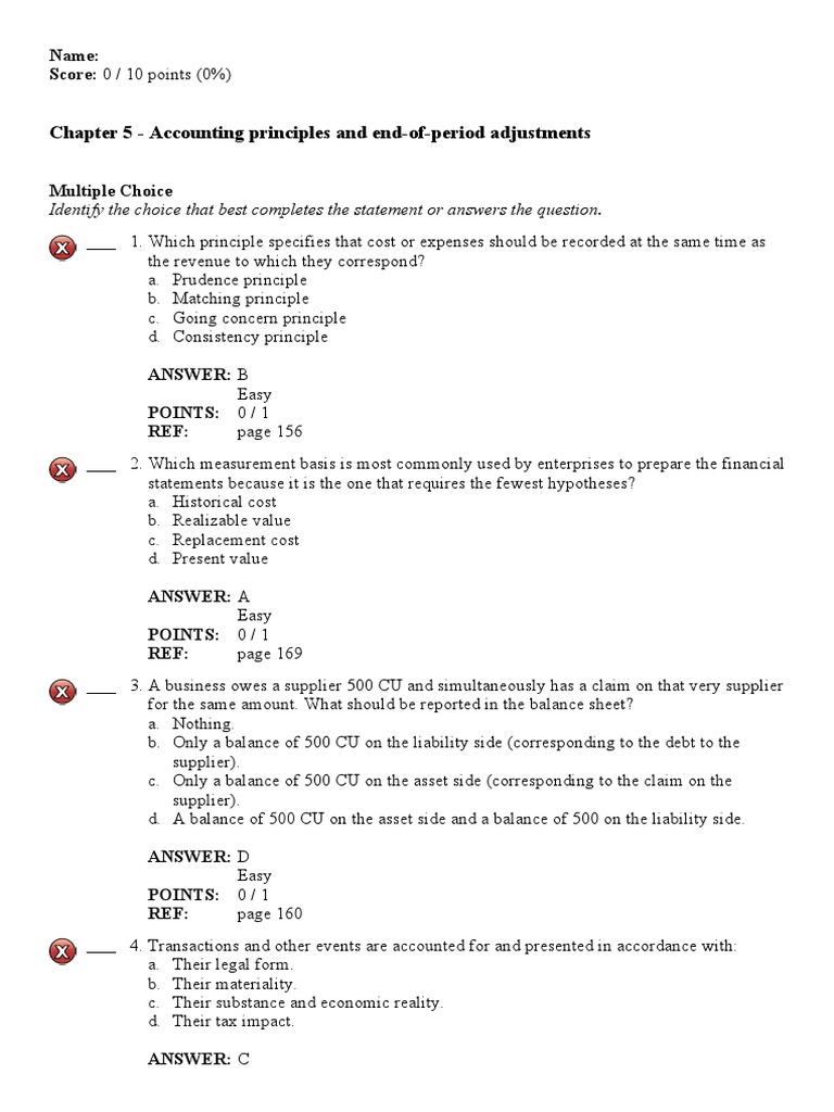 Accounting Principles Quiz Questions | PDF | Balance Sheet | Money