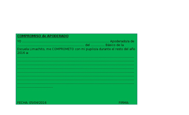 Formato de Compromiso Apoderado Primera Reunión Del Año 2016 | PDF