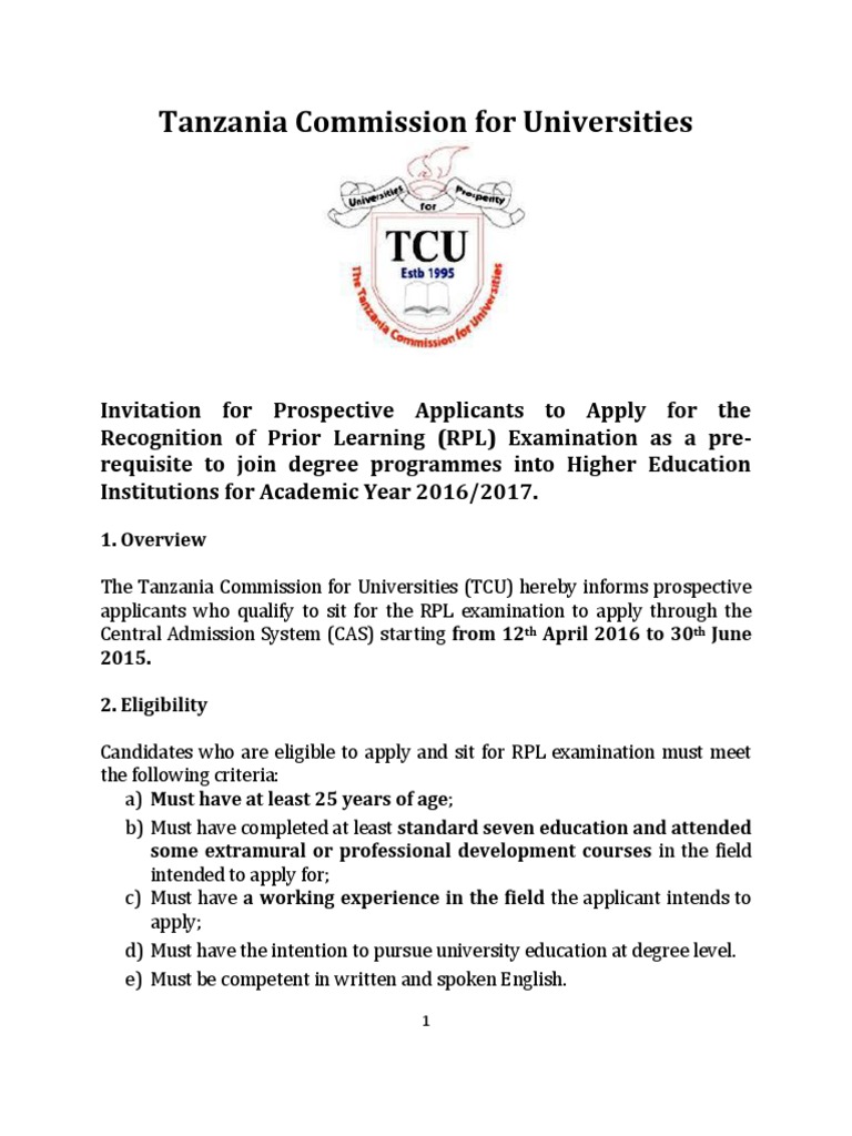 RPL application 2016.pdf | Test (Assessment) | Business