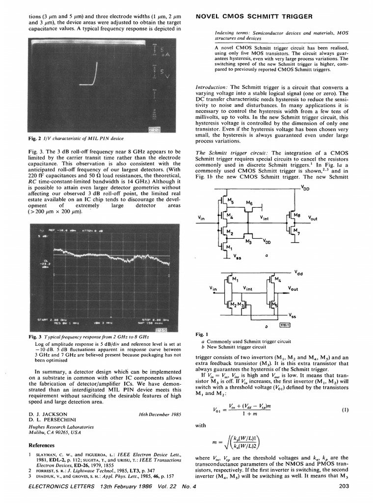 1986 Steyaert Novel CMOS Schmitt Trigger PDF | PDF | Cmos | Mosfet