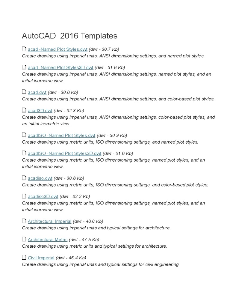AutoCAD 2016 Templates | PDF | Engineering | Science