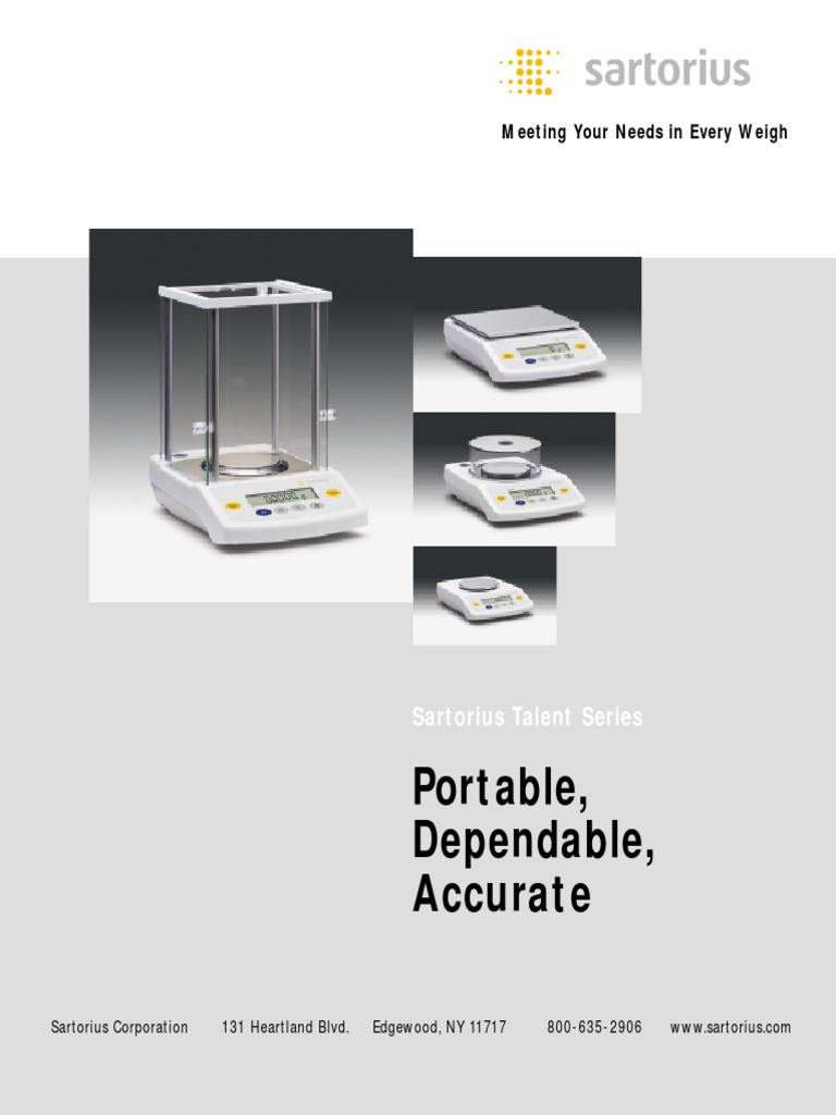 Portable, Dependable, Accurate: Sartorius Talent Series | PDF