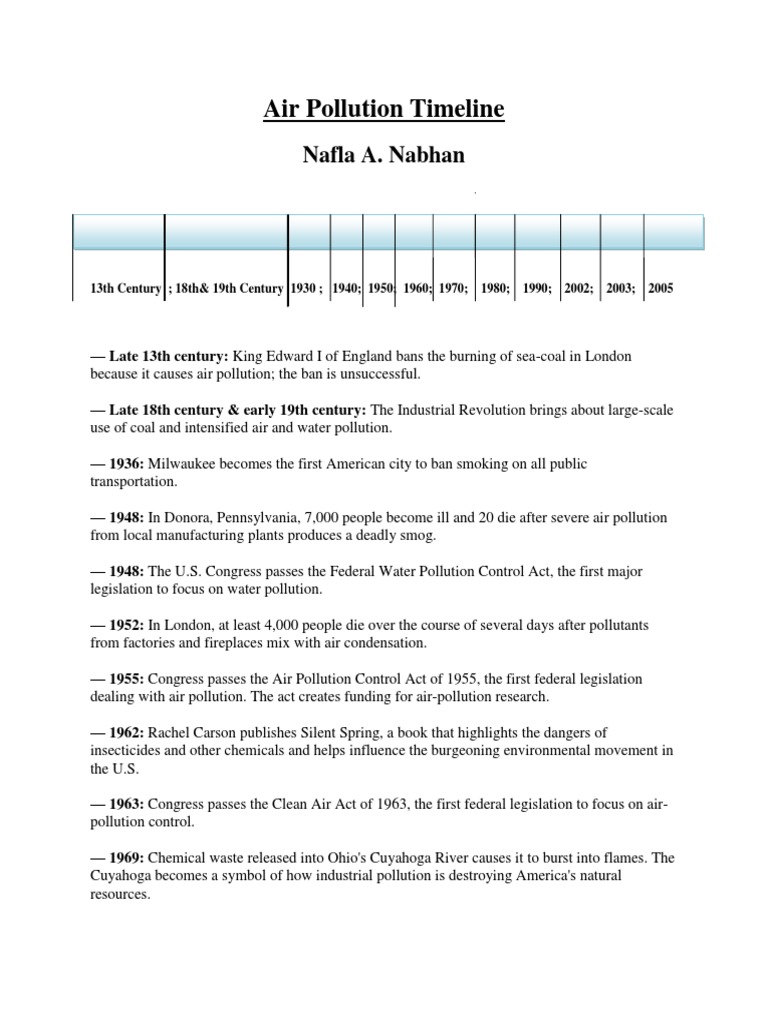 Air Pollution Timeline | PDF | Clean Air Act (United States) | Pollution