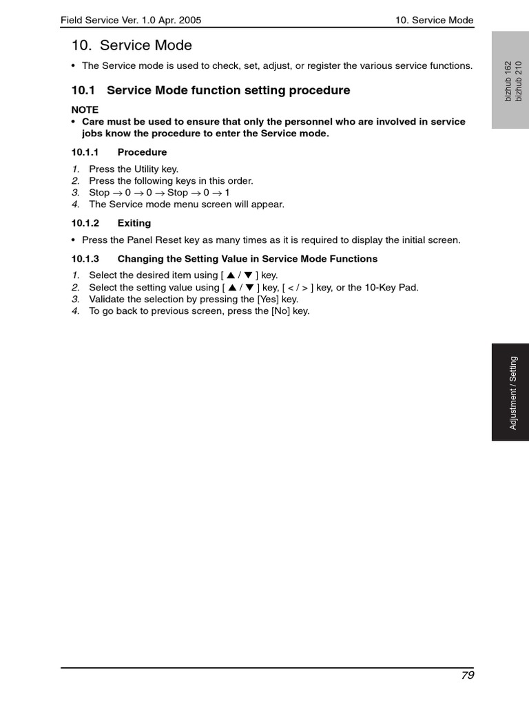 Bizhub 162 210 Service Mode | PDF | Image Scanner | Office Work