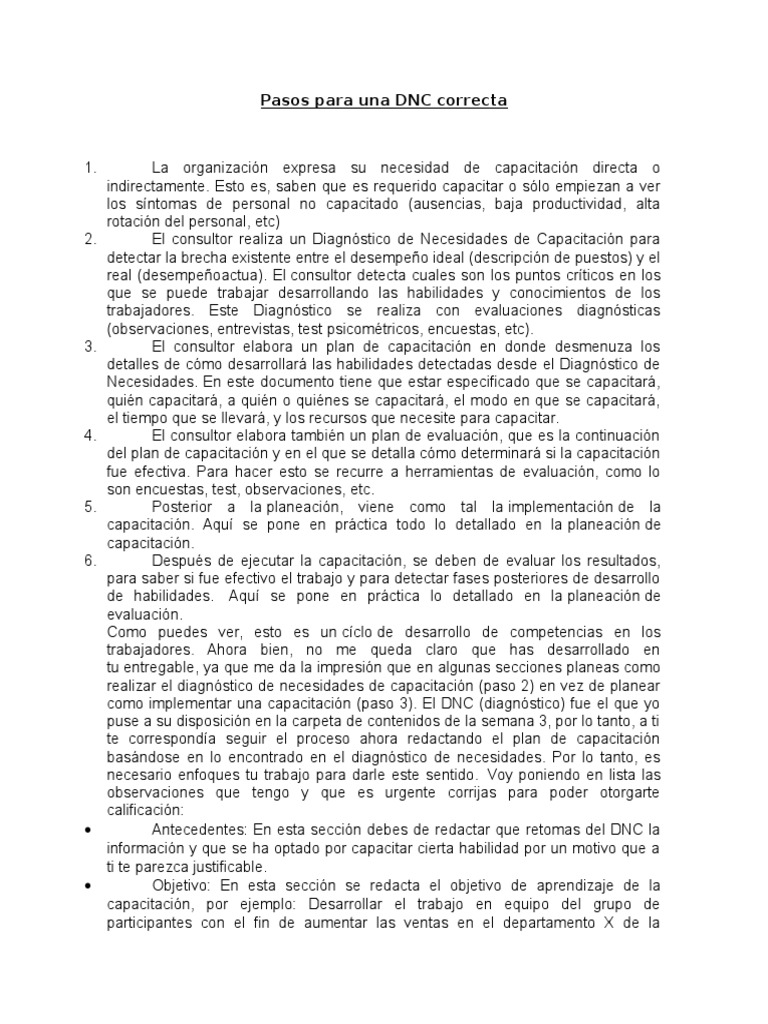 Pasos para Una DNC Correcta | PDF | Planificación | Aprendizaje
