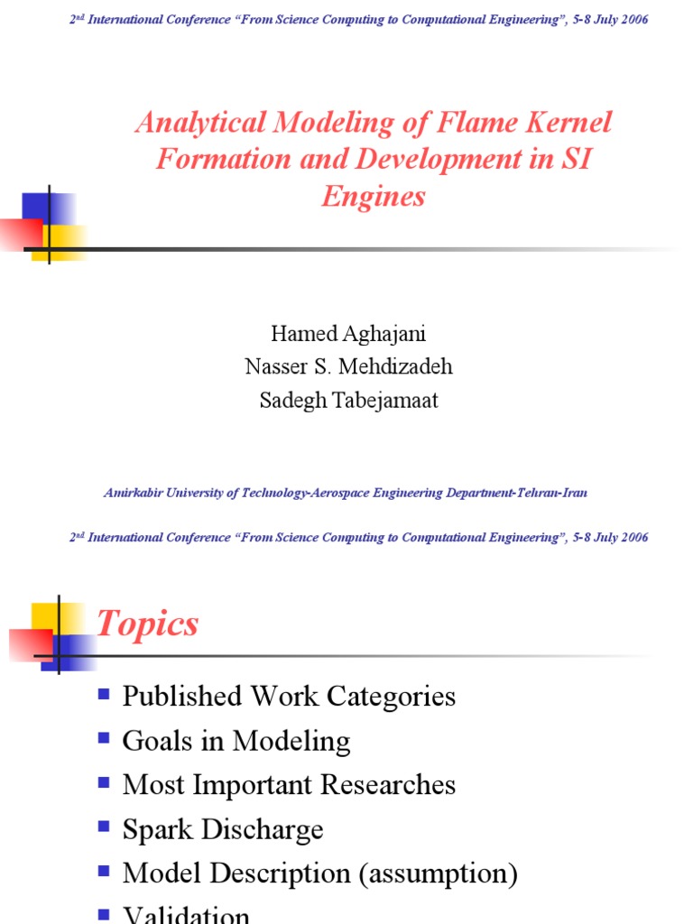 Flame Kernel Modeling in SI Engines | PDF | Combustion | Chemistry