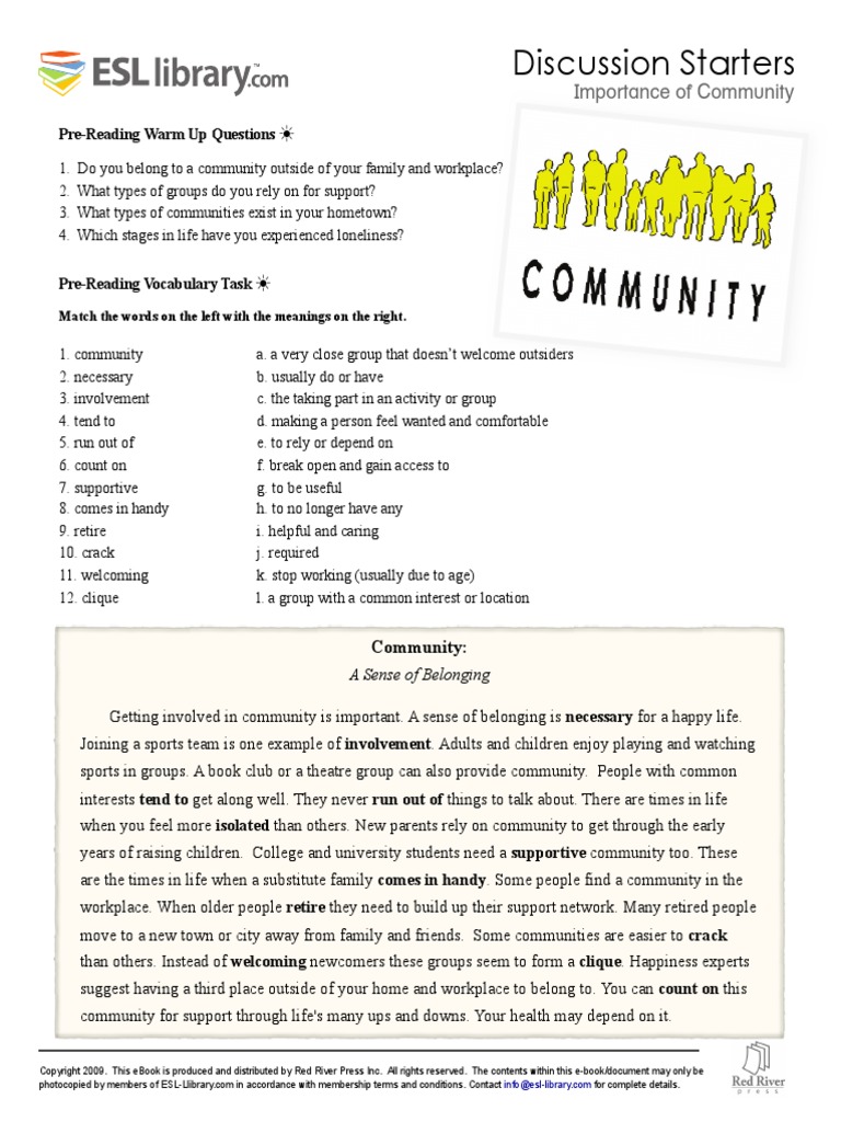 Importance of Community | E Books | Reading Comprehension