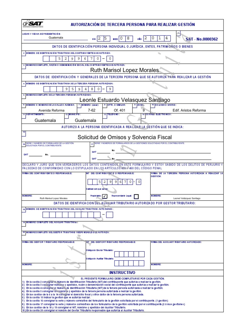 Formulario Sat 362 | Gobierno | Política