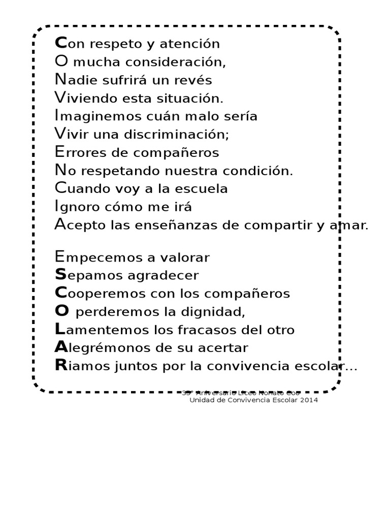 Acrostico Convivencia Escolar