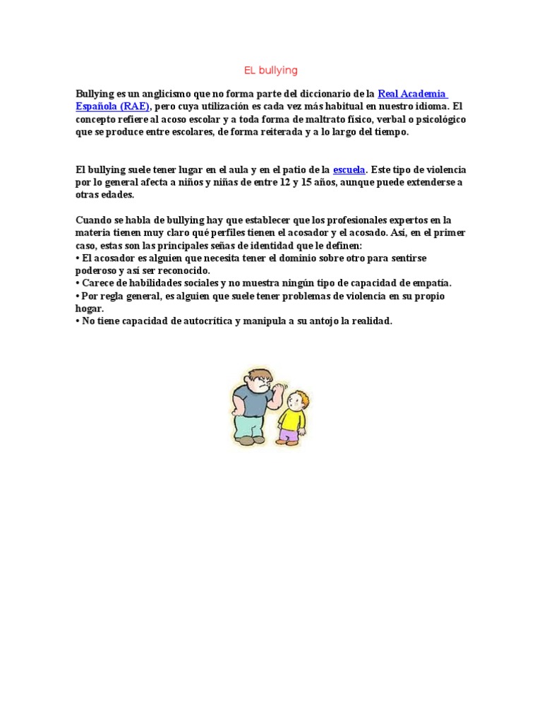 EL Bullying | PDF | Relaciones personales, crianza y desarrollo personal