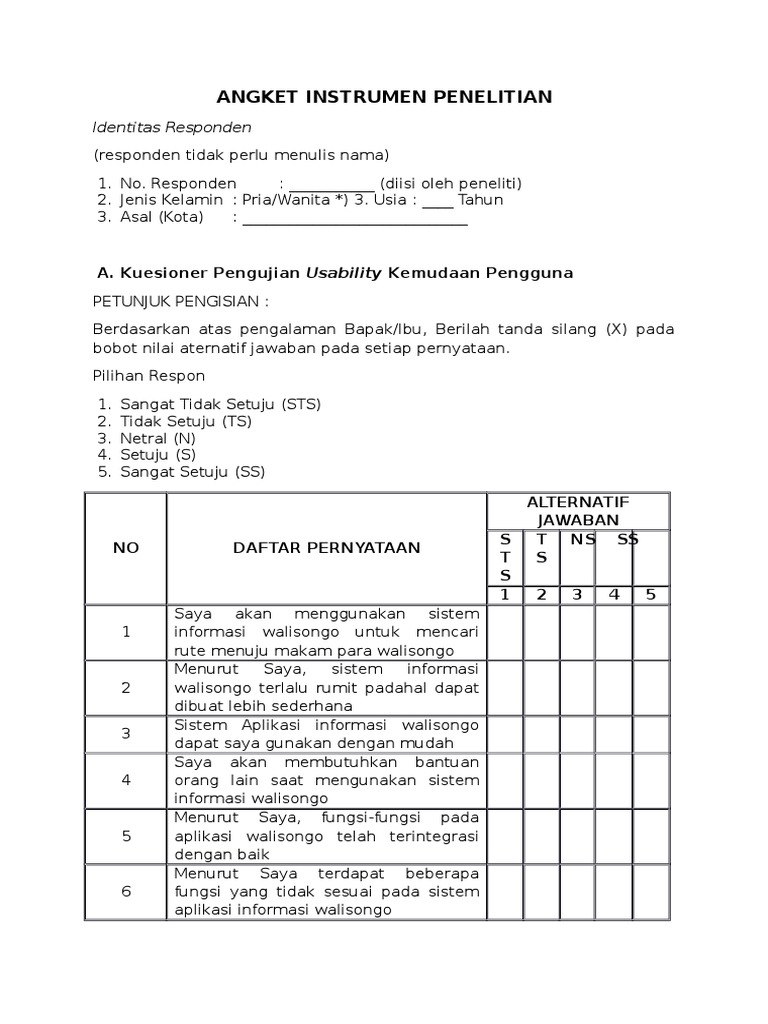 Angket Instrumen Penelitian | PDF