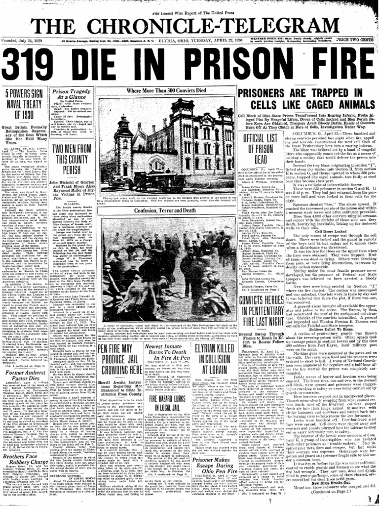 Chronicle Front Page - Ohio Penitentiary Fire | PDF | Prison | Common Law