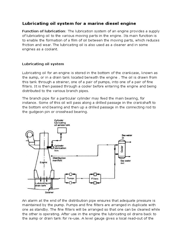 Lubricating Oil System For A Marine Diesel Engine | PDF | Pump ...