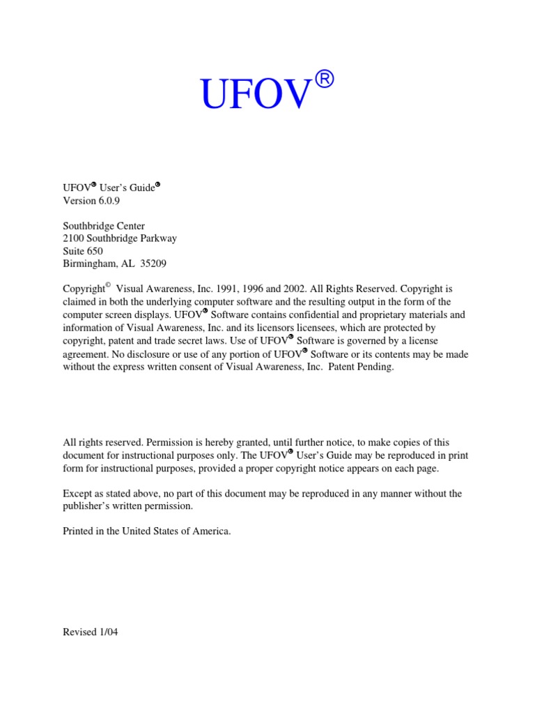 UFOV Manual V6.0.6 | Download Free PDF | Test (Assessment) | Risk