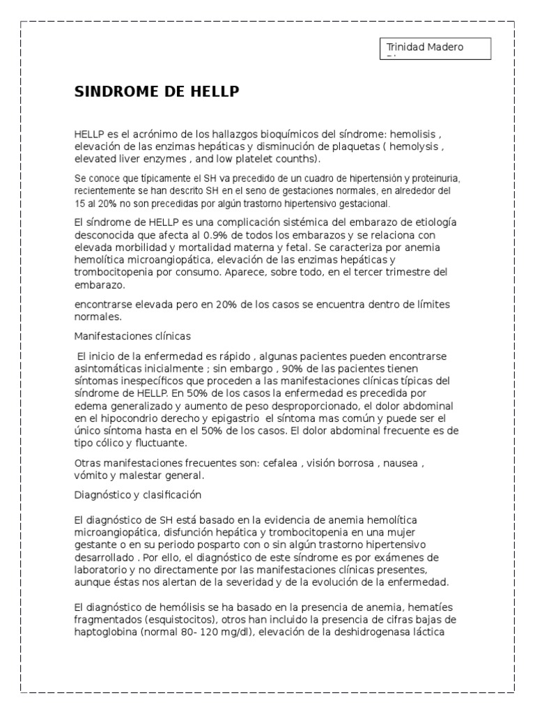 Sindrome de Hellp | PDF | Transaminasa | El embarazo