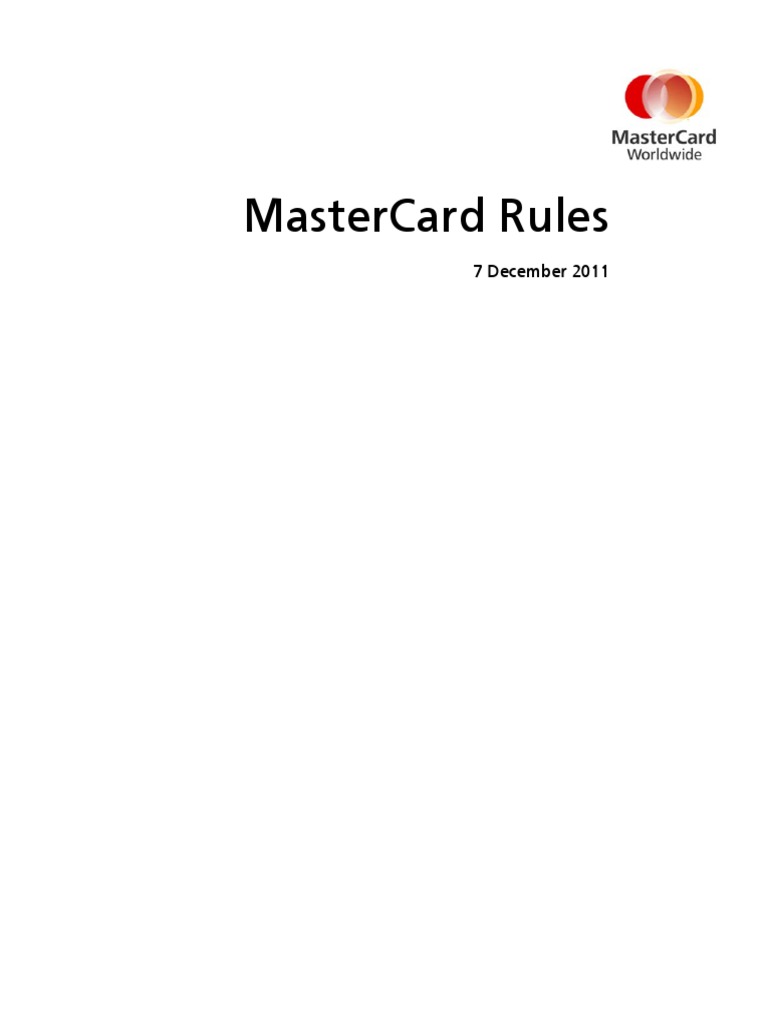 MasterCard Rules | PDF | Master Card | Debit Card