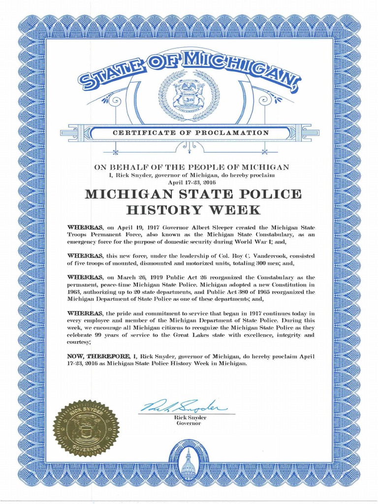 Michigan State Police History Week | PDF