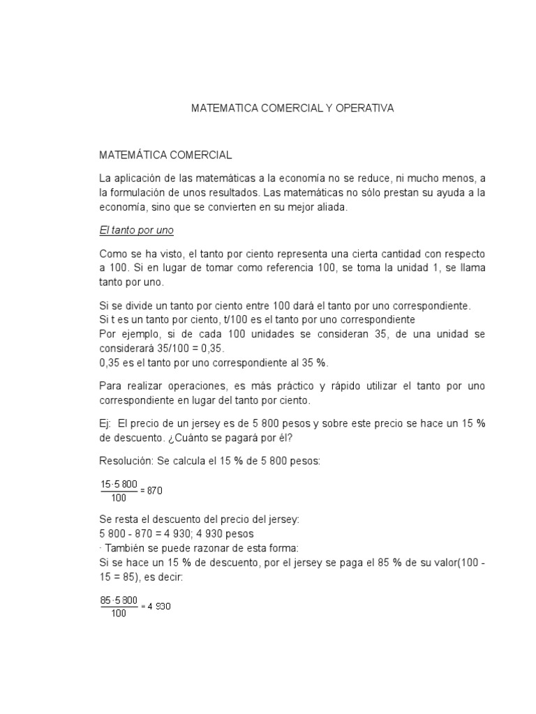 Matematica Comercial y Operativa | PDF | Exponenciación | Números