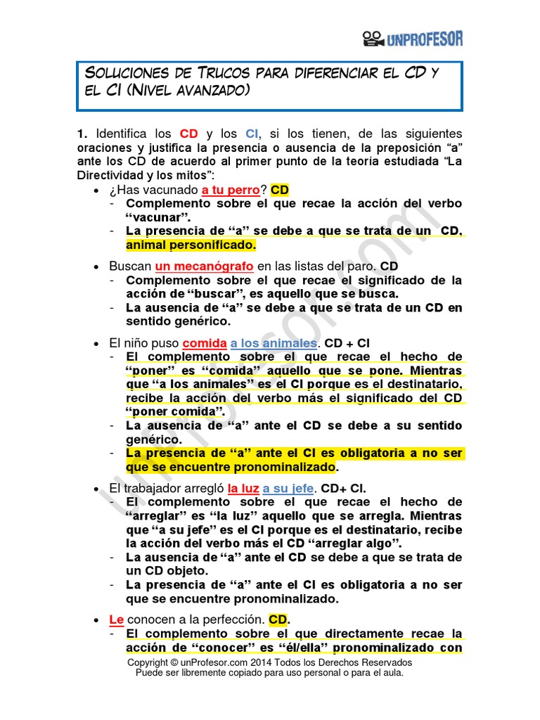 Trucos para Diferenciar El CD Del CI | PDF | Verbo | Mecánica del lenguaje