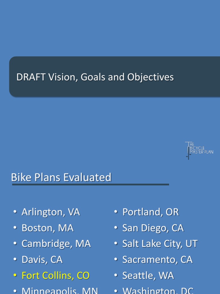 DRAFT Vision, Goals and Objectives | PDF | Evaluation | Transport