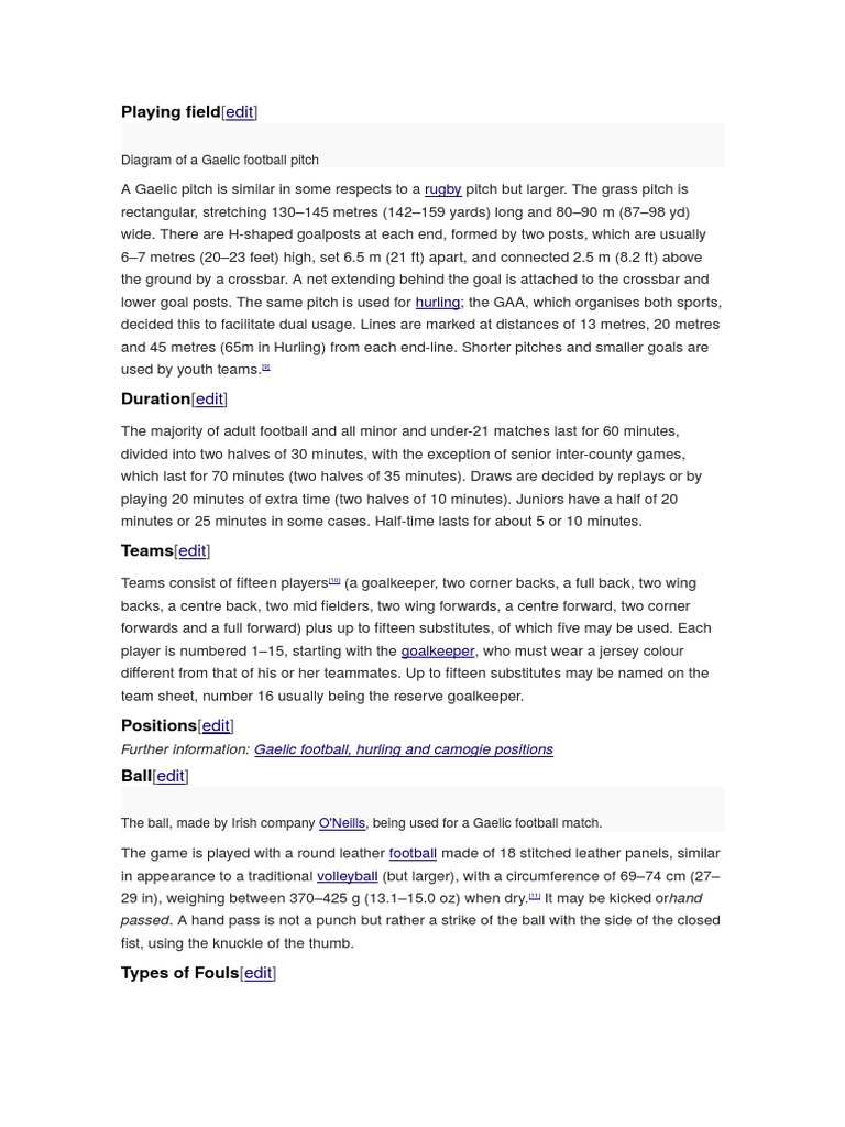 Playing Field: Diagram of A Gaelic Football Pitch | Download Free PDF ...