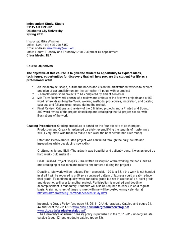 Independent Study Project Guidelines | PDF | Paint | Paintings