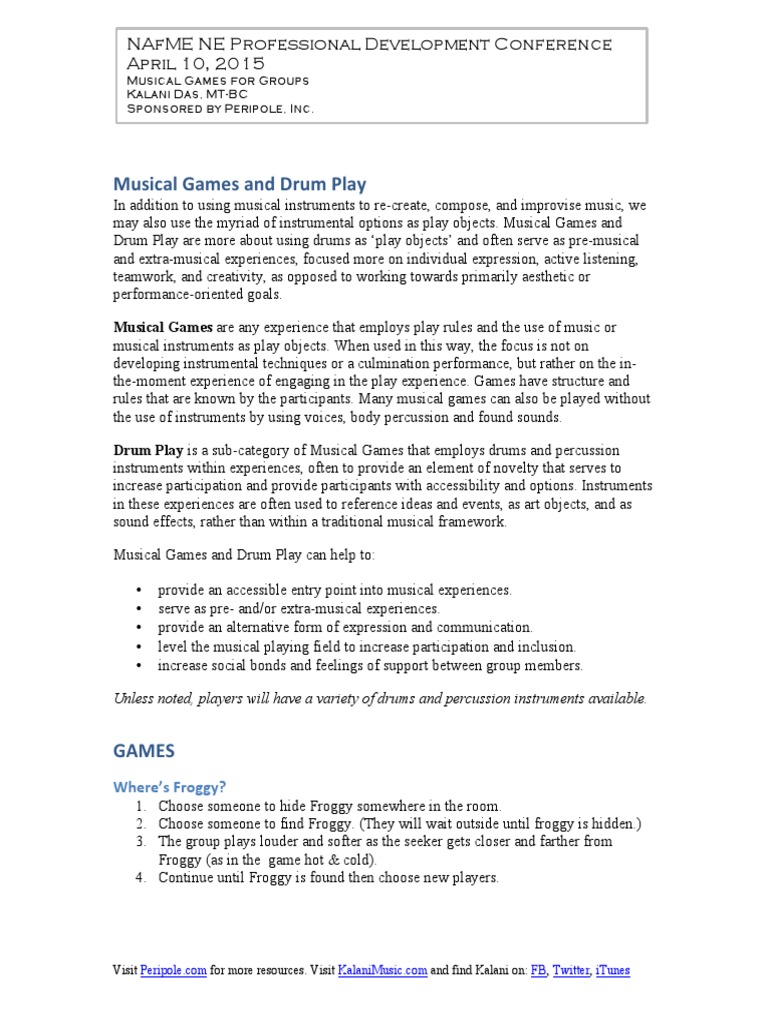 Drum Play and Musical Games Guide | PDF