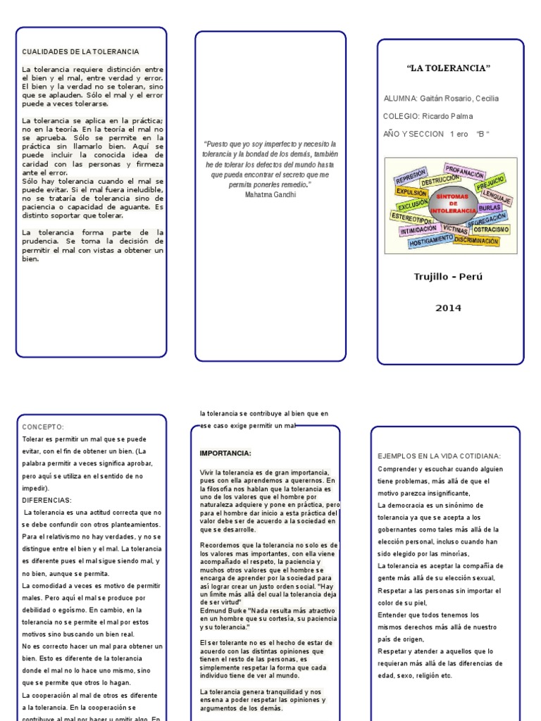 TRIPTICO DE LA TOLERANCIA.doc | Tolerancia | Política (general)