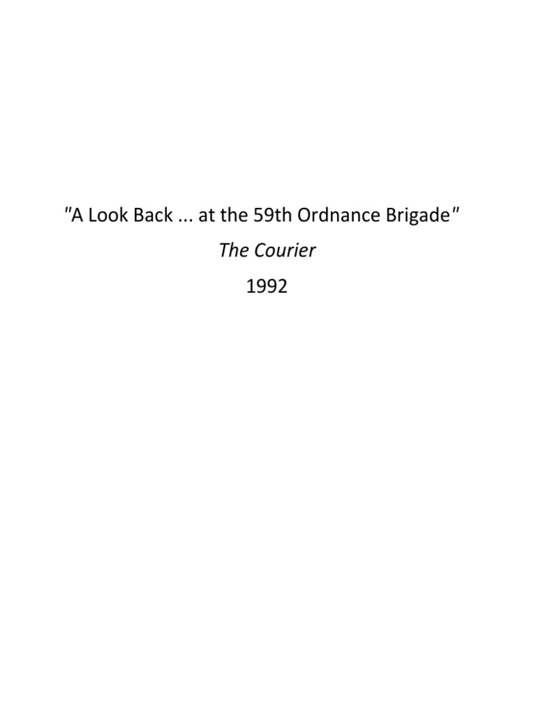 A Look Back ... at The 59th Ordnance Brigade | PDF | Military Units And ...