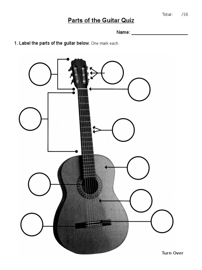 Parts of the Guitar Quiz Worksheet | PDF | String Instruments ...