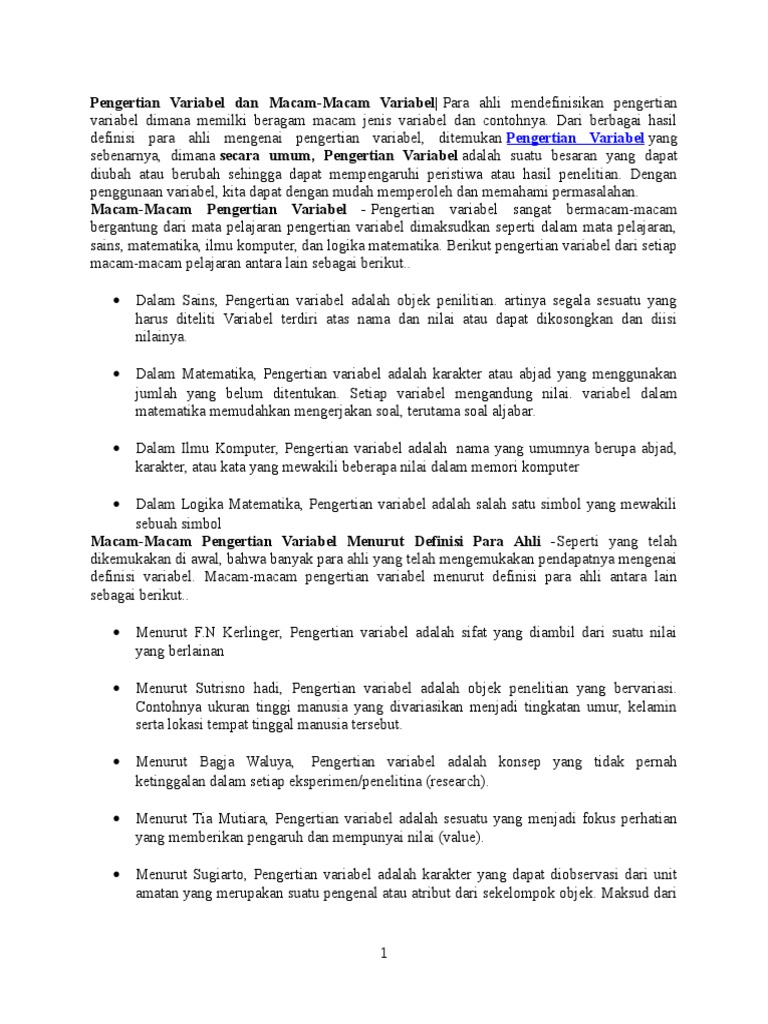 Pengertian Variabel Dan Macam | PDF | Sains & Matematika