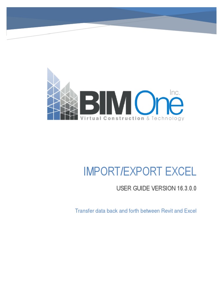Import-Export Excel - User Guide | PDF | Autodesk Revit | Microsoft Excel