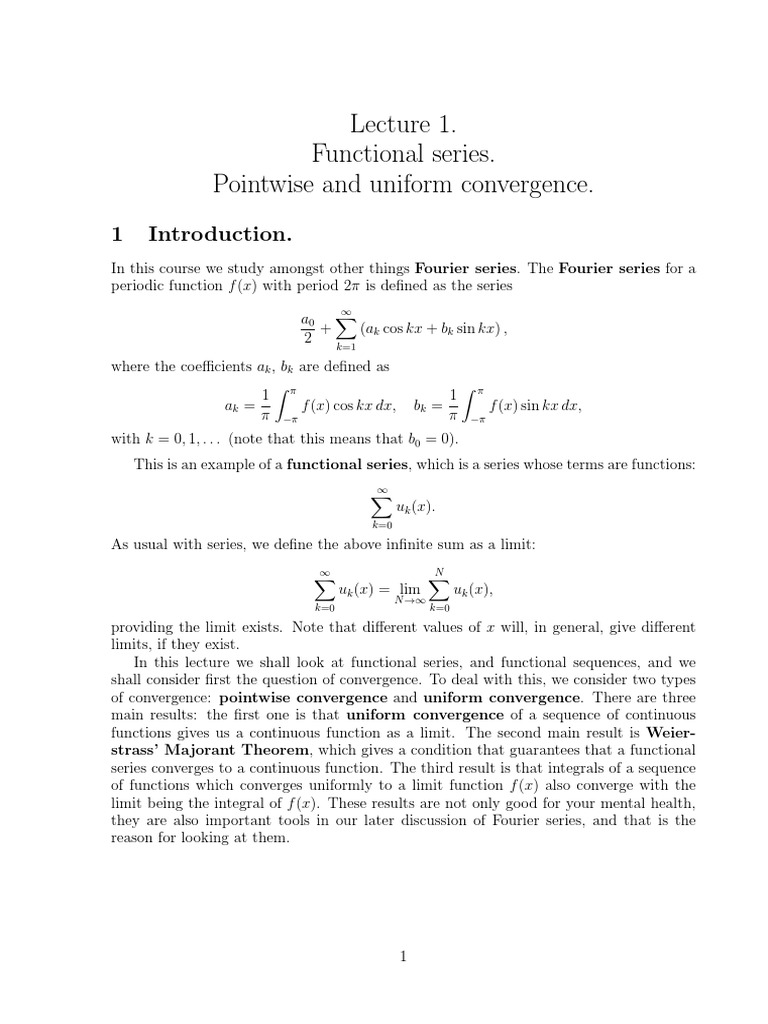 Functional Series. Pointwise and Uniform Convergence | PDF | Series ...
