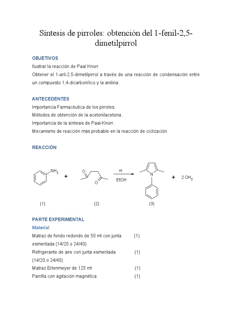 P4 Síntesis de Pirroles | PDF