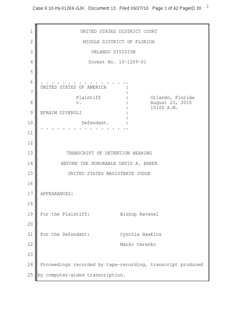 Efraim Diveroli: 9-27-1o Transcript of Detention Hearing - Gun ...