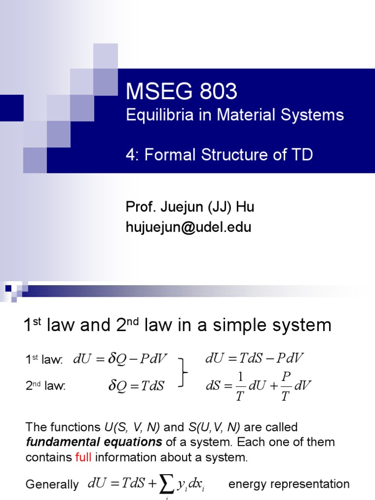 4 - Formal Structure of Thermodynamics | PDF | Chemical Equilibrium ...