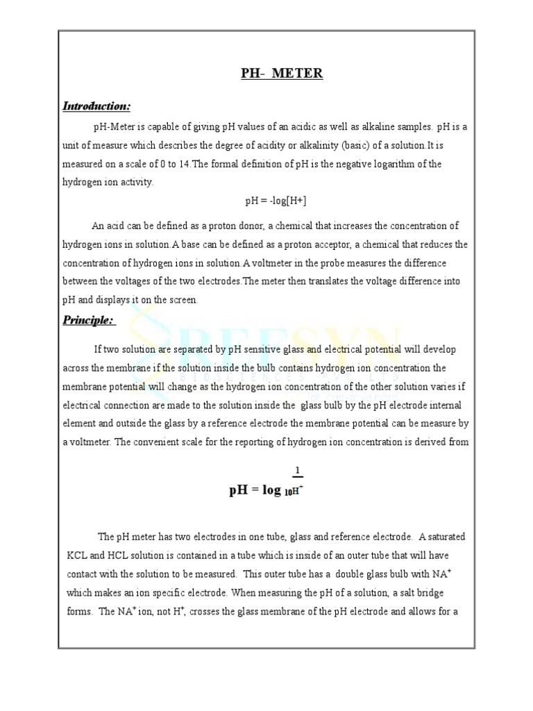PH Meter | PDF | Ph | Physical Chemistry