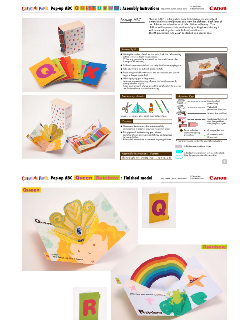 Pop-Up ABC: Assembly Instructions | Download Free PDF | Art Materials ...