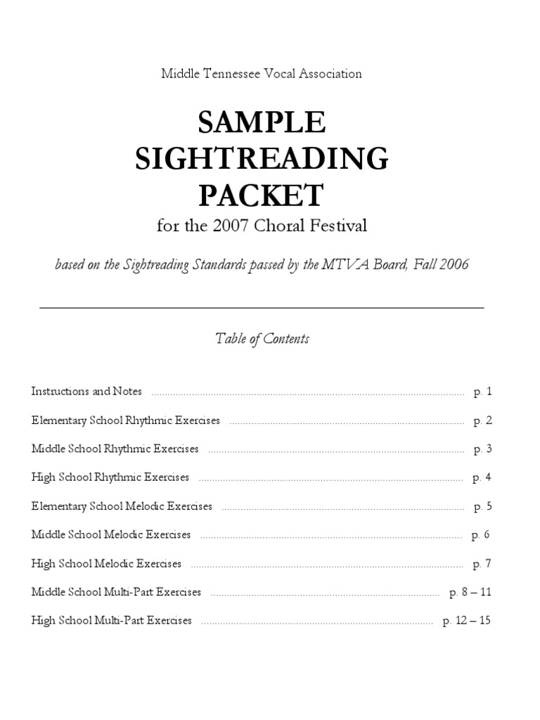 MTVA Choral Festival Sightreading Sample | PDF | Choir | Secondary School