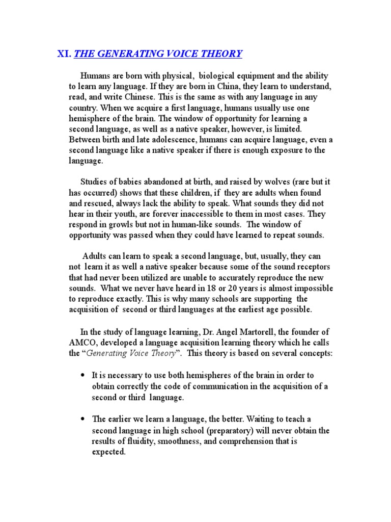 Generating Voice Theory | PDF | Language Acquisition | Second Language