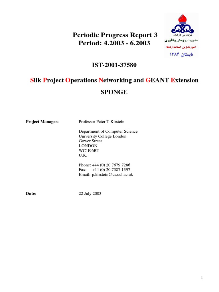 Periodic Progress Report 3 Period: 4.2003 - 6.2003 | PDF ...