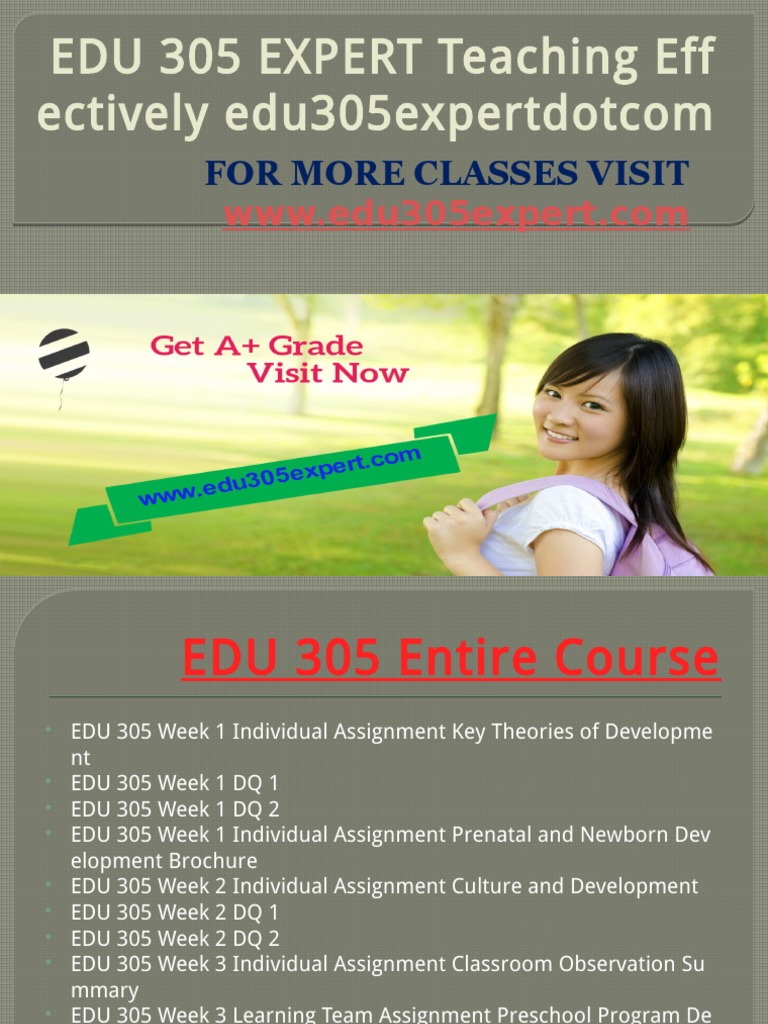 EDU 305 Course Overview and Assignments | PDF | Preschool | Parenting