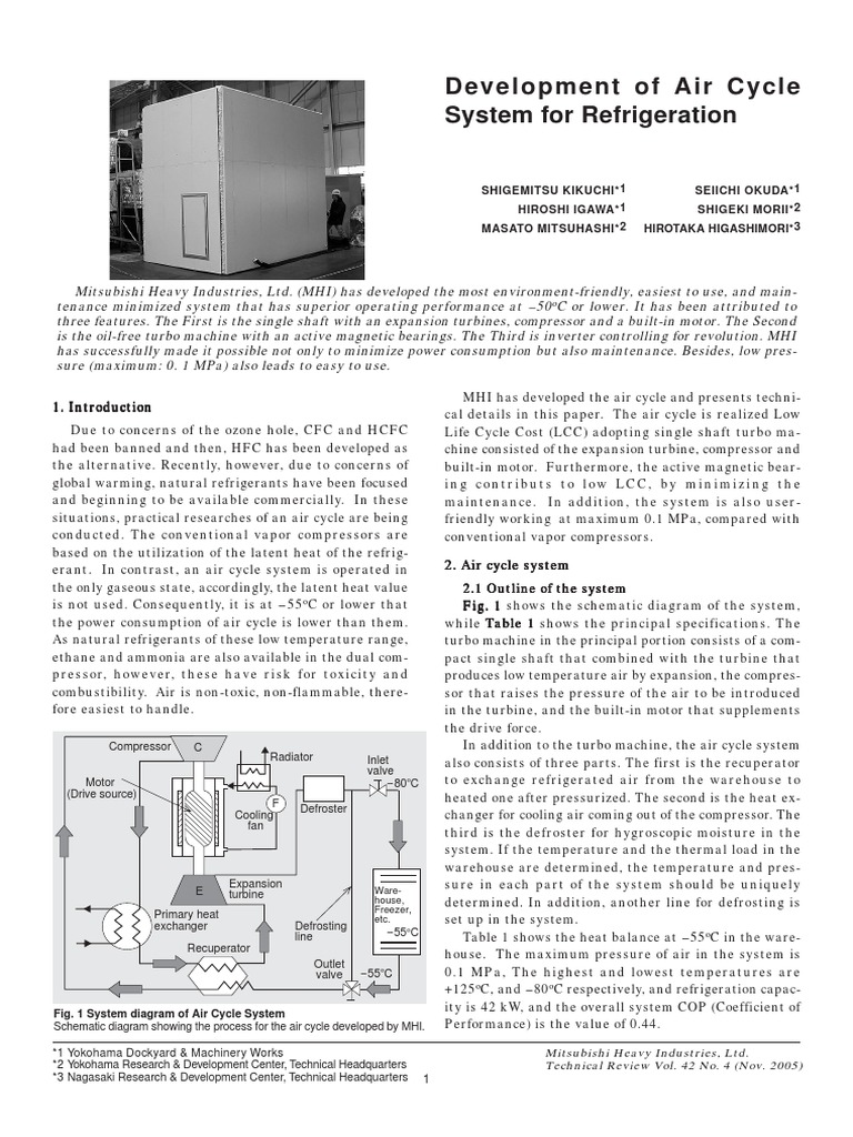 Eco-Friendly Air Cycle Refrigeration System | PDF | Turbocharger | Gas ...