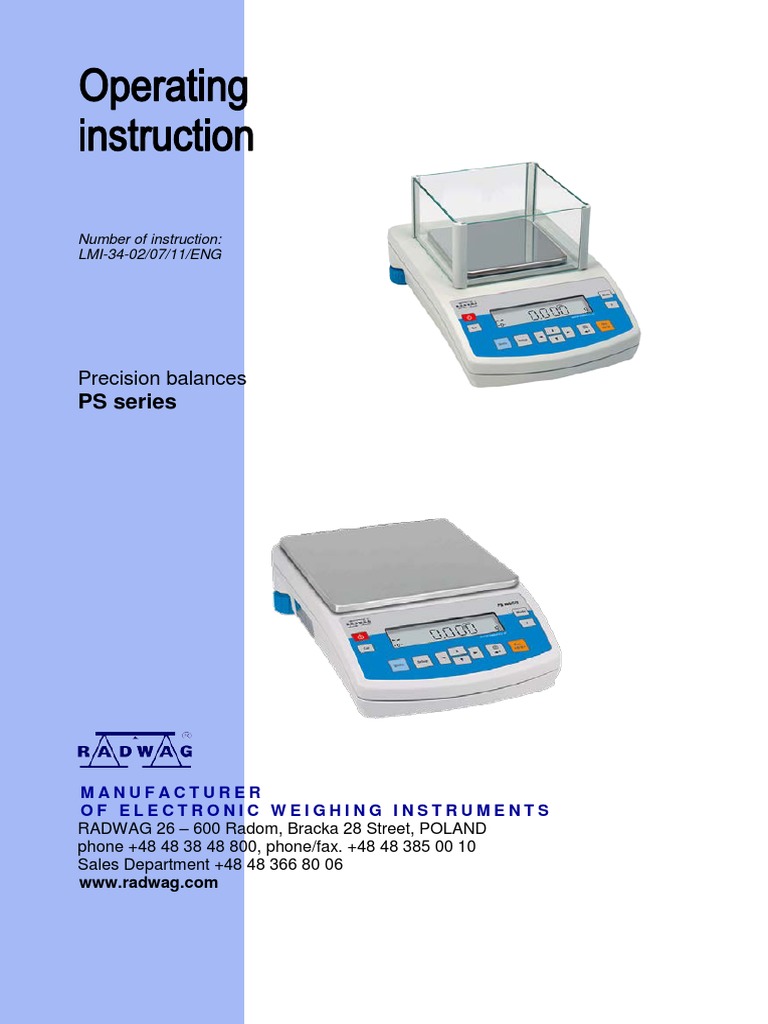 Radwag Balance Manual | PDF | Weight | Weighing Scale