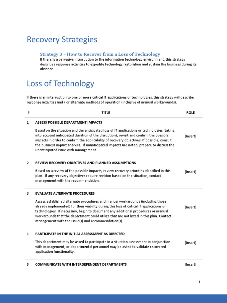 Recovery Strategies: Evaluating Alternate Procedures and Manual ...