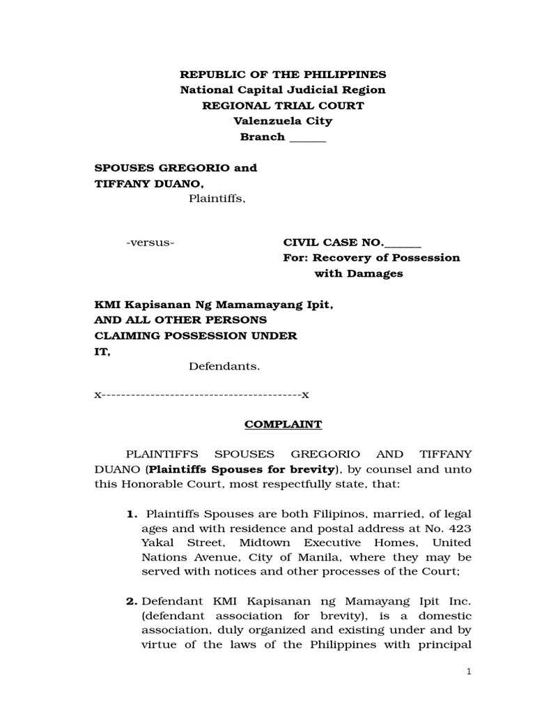 Plaint | PDF | Lawsuit | Common Law