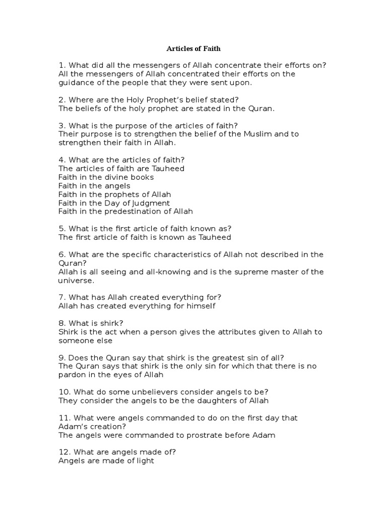 Understanding the Articles of Faith in Islam | PDF | Prophets And ...